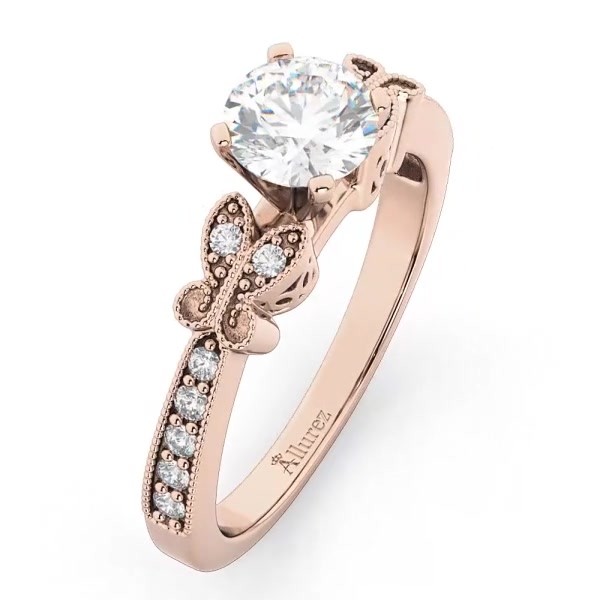 Rose cut diamond in a pave setting butterfly store
